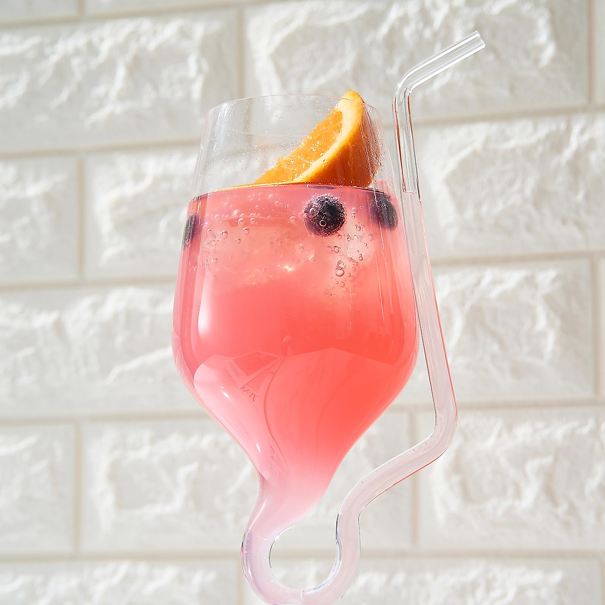 Straw Wine Glass, Spiral Vampire Wine Glass | 16oz | Stemmed Wine Glasses With A Built-In Straw, Creative Cocktail Glassware - Champagne, Gin & Tonic, Juice, Water - Ideal Birthday Cup, Gift, Wedding