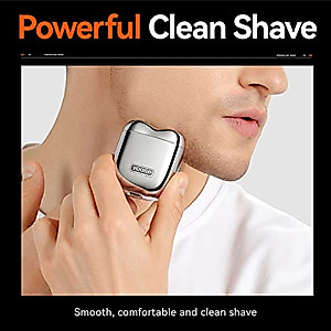 yoose Mini Rotary Shaver, Electric Razor for Men, Alloy Body & Magnetic Shaving Head, Close Shave, IPX7 Waterproof, USB C Rechargeable, Cordless Electric Razor with Travel Case, Ideal Gift, Silver
