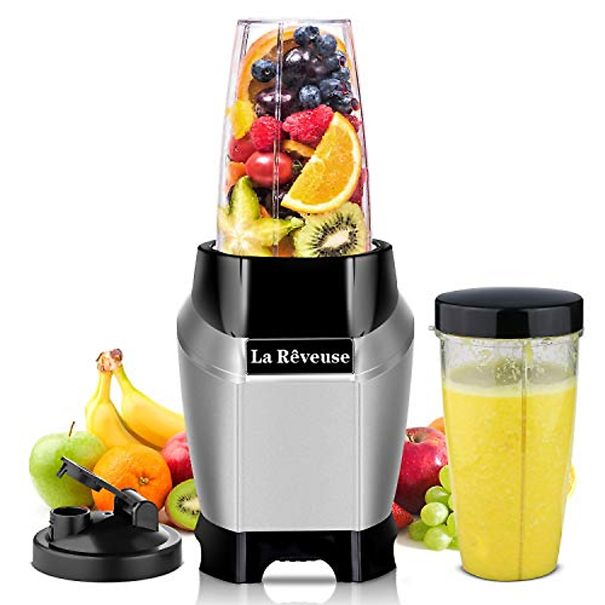 La Reveuse Blender for Making Shakes Smoothies 600 Watts with 20 oz and 24 oz BPA-free Portable Travel Bottles - Dishwasher Safe