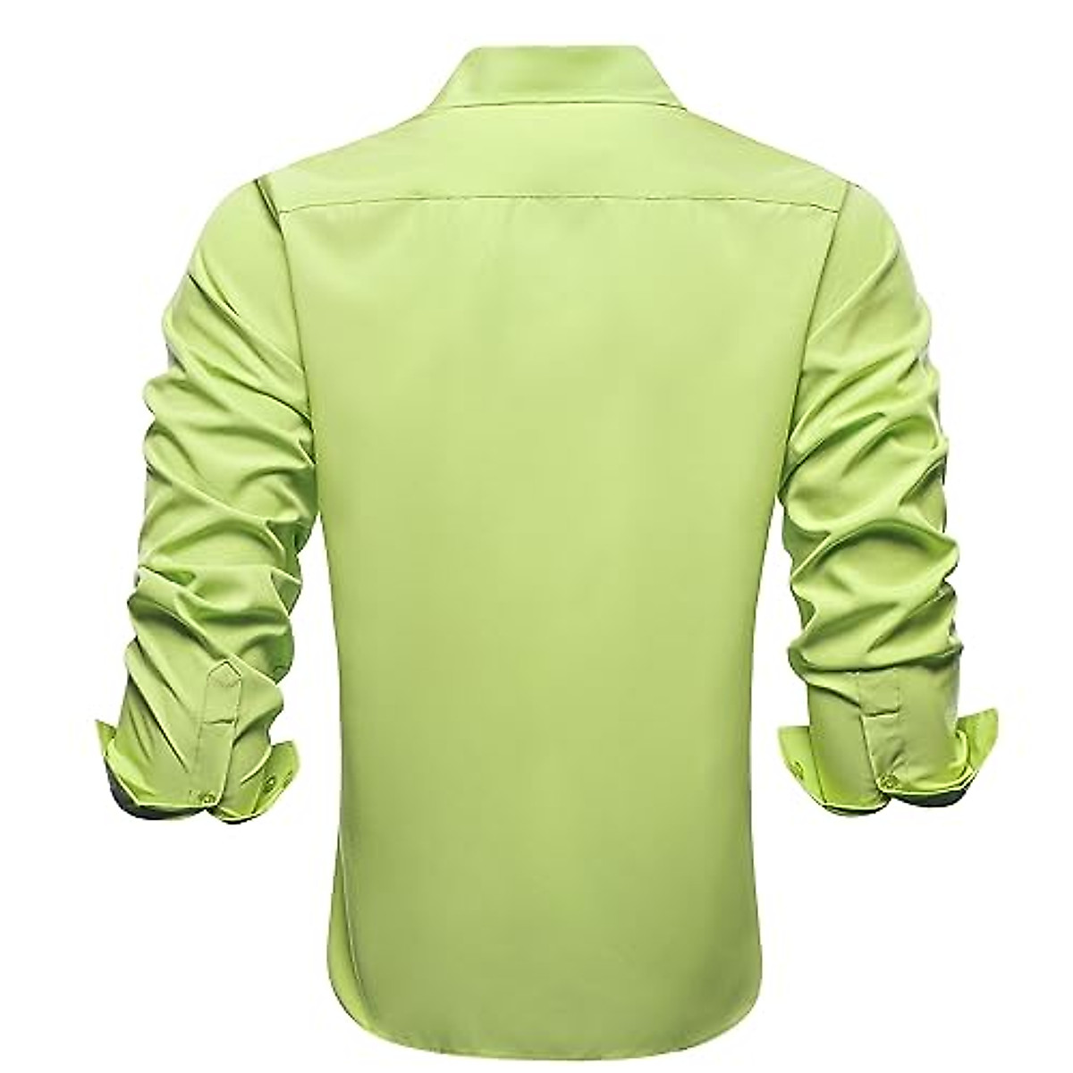 Hi-Tie Mens Dress Shirts 4 Way Stretch Long Sleeve Dress Shirts for Men Button Down Wrinkle Free Casual Formal Shirt,Army Green, Large