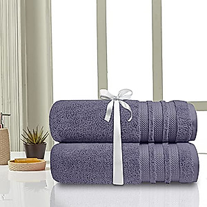 TRIDENT NectorSoft, Extra Large, 100% Cotton, Zero Twist, Towels, Super Soft, Extra Absorbent (Purple Ash, Bath Sheet (2-Piece))