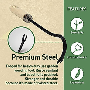 KROPEH Hand Weeding Weeder Tools Garden - with Ergonomic Handle - Dandelion Puller, Weed Removal, Pulling, Picker Tool for Gardening, Lawn, Farmland