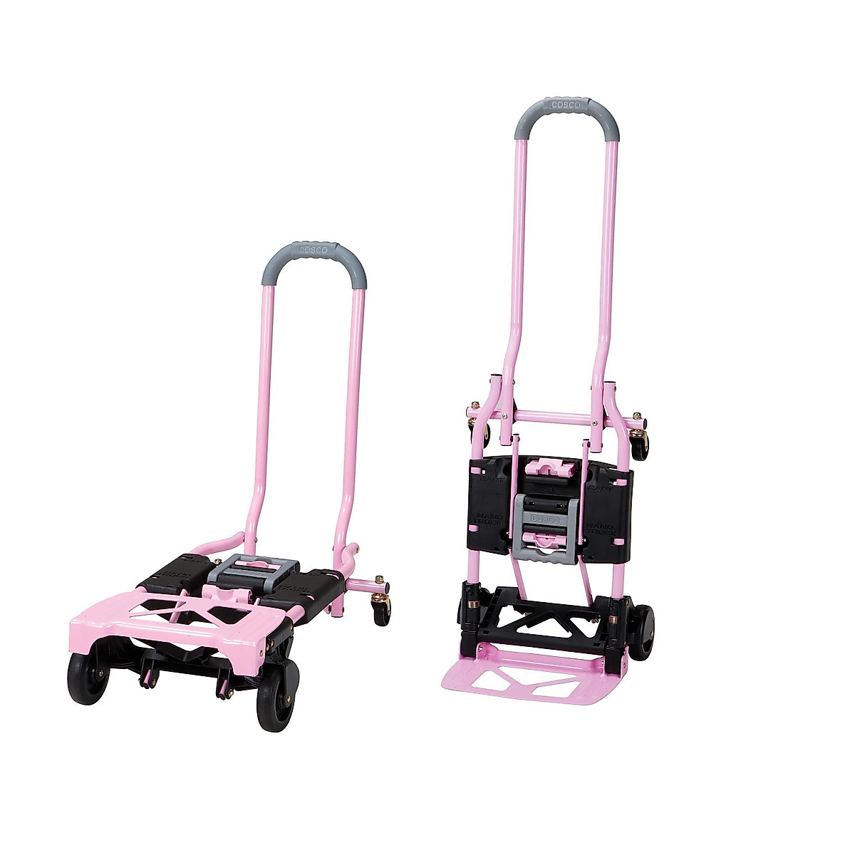 COSCO Shifter Multi-Position Folding Hand Truck and Cart, 300 lb. Weight Capacity, Pink