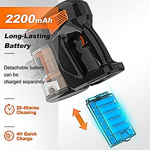 INSE Cordless Vacuum Cleaner, 6-in-1Lightweight Stick Vacuum Up to 45min Runtime, Vacuum Cleaner with 2200mAh Rechargeable Battery, Powerful Cordless Stick Vacuum for Hardwood Floor Pet Hair Home Car