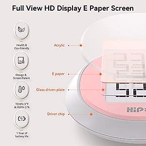 Hipoink Room Thermometer Hygrometer Indoor Humidity Meter and Temperature Monitor Gauge (HD E-Paper Screen) for Home, Baby Nursury Tiny Room House, Office Desk,No-Punch Magnetic Hanging(Pink)