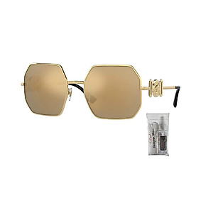 Versace VE2248 10027P 58MM Gold/Brown Mirror Gold Hexagonal Sunglasses for Women + BUNDLE With Designer iWear Eyewear Kit