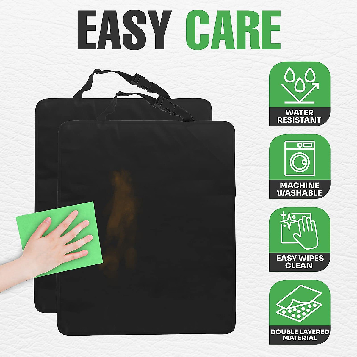 Trobo Car Kick Mats Back Seat Protector, Set of 2 X-Large Seat Back Cover for Kids, Made with Thick Waterproof Material to Fully Protect Backseat from Dirt, Mud and Scuffs Marks, Fits Most Cars