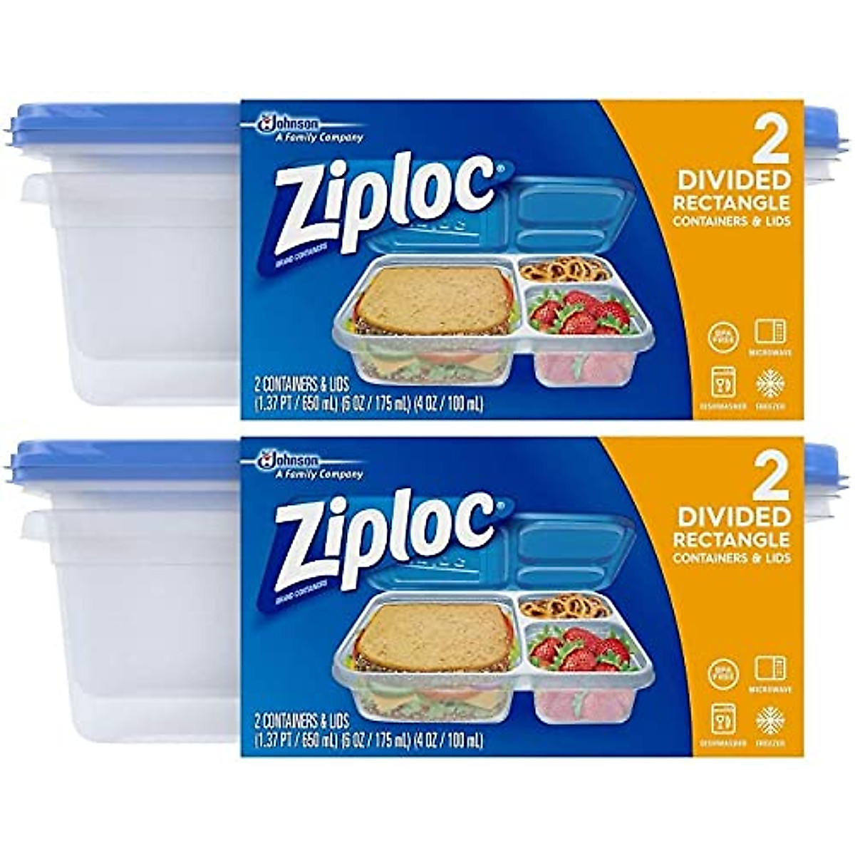 Ziploc Divided Rectangle (Pack Of 2) - PACK OF 2