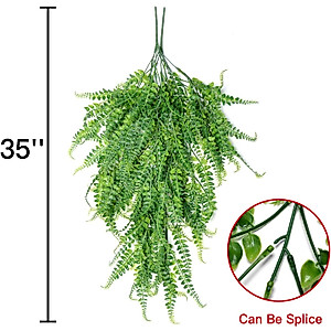 Artificial Hanging Plants 2pack Fake Hanging Ferns Plant Faux Fake Ivy Boston Fern Hanging Plant Outdoor UV Resistant Plastic Plants