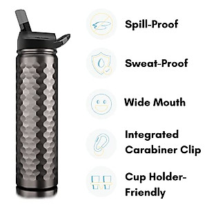 Seriously Ice Cold SIC 27oz Insulated Water Bottle Thermos, Premium Triple Layer Vacuum Stainless Steel, BPA Free Wide Mouth Lid with Carabiner Clip