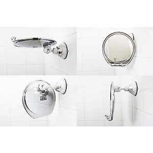 JiBen Fogless Shower Mirror with Power Locking Suction Cup, Built-in Razor Hook and 360 Degree Rotating Adjustable Arm, Personal Fog Free Bathroom Shaving Mirror (Chrome)