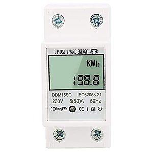 Single Phase Energy Meter 5-80A DDM15SC LCD Digital Display Din Rail Electronic Energy KWh Meter Embedded End Cover