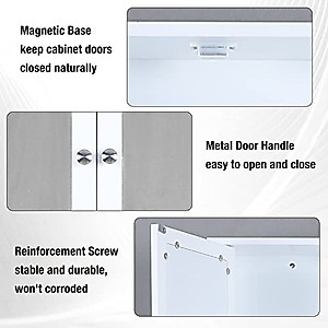 HERA'S PALACE Bathroom Wall Cabinet with Mirror, Medicine Cabinets for Bathroom with Adjustable Shelves, Double Doors Bathroom Cabinet Wall Mounted for Kitchen, Living Room and Laundry Room