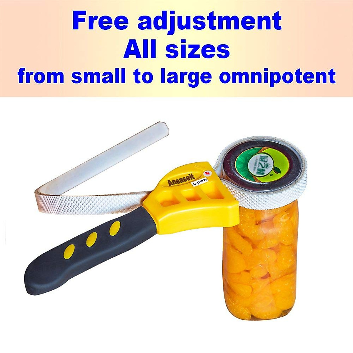 Arthritis Weak Hand Jar Opener, Easily opens 3/8" extra small and 6" extra large bottle caps, Adjustable Silicone Belt Wrench. Kitchen Spice Lids, Universal Tools for Replacing Water Filter Cartridges