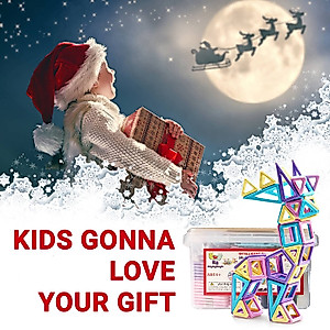 BrightyBright Magnetic Blocks Castle Building Toys Intelligent 3D STEM Educational Game for Kids Toddlers Boys Girls Magnet Tiles Set 114 Pc Best Gifts for Kids, Multicolor