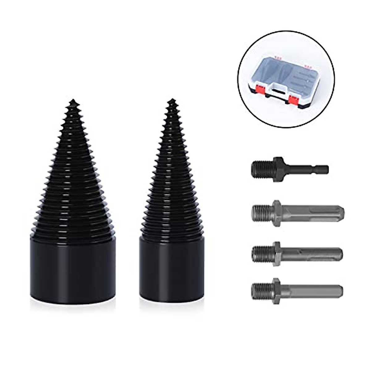 Babody 6pcs Removable Firewood Log Splitter Drill Bit,Firewood Log Splitter,Wood Splitter Drill Bits,Heavy Duty Drill Screw Cone Driver Fire Wood Log Splitter for Hand Drill Stick