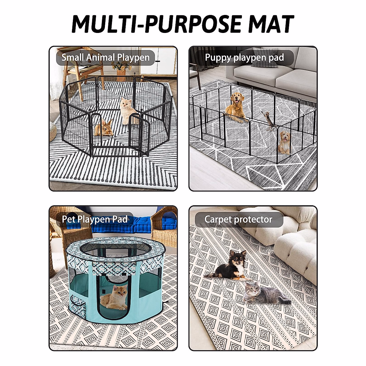 BNOSDM 79" X 55" Washable Bunny Cage Liners Large Rug for Rabbits Large Non Slip Pad for Bunnies Resuable Rabbit Liner for Chinchillas Cats Guinea Pigs Ferrets Dogs