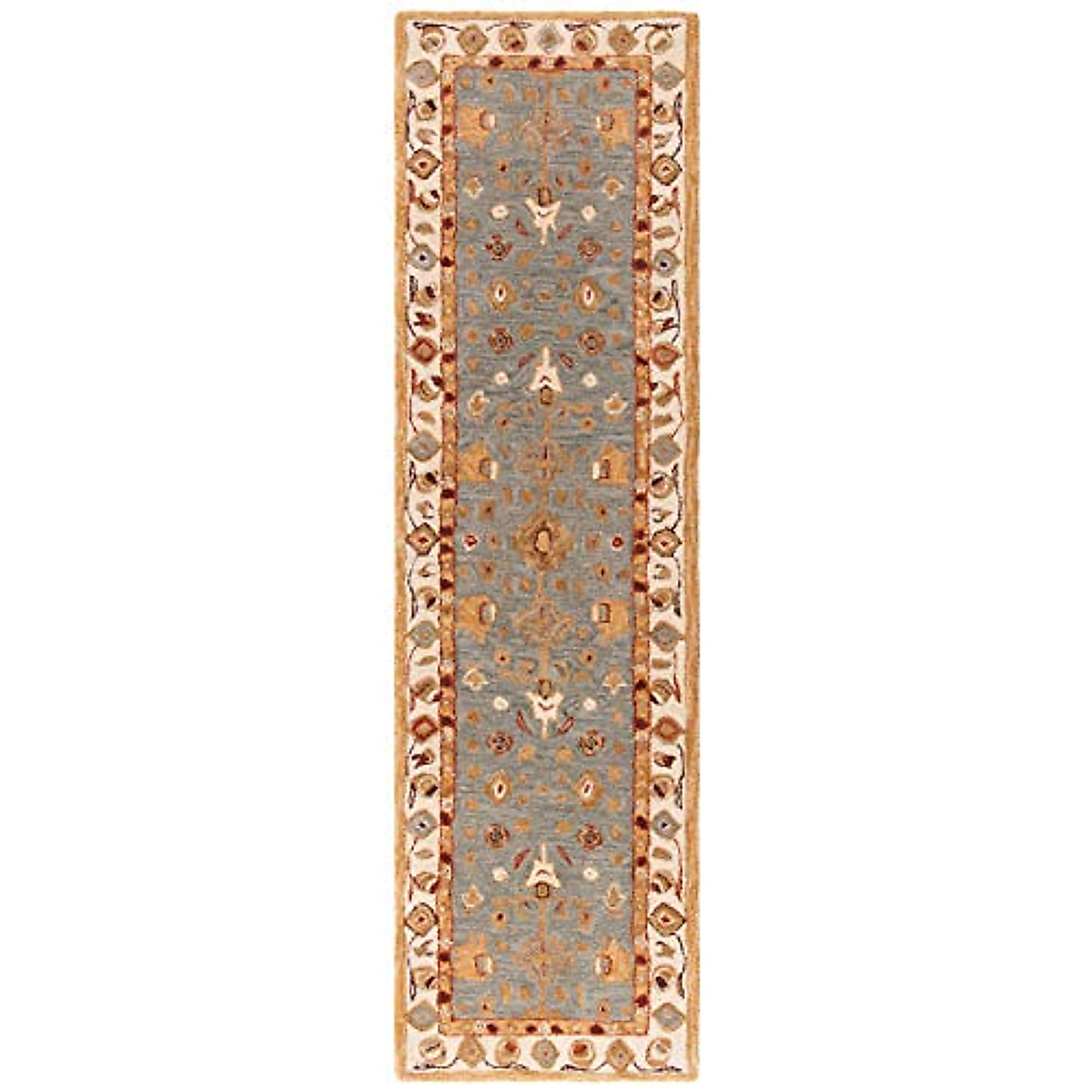 SAFAVIEH Anatolia Collection Runner Rug - 2'3" x 8', Blue & Ivory, Handmade Traditional Oriental Wool, Ideal for High Traffic Areas in Living Room, Bedroom (AN547A)