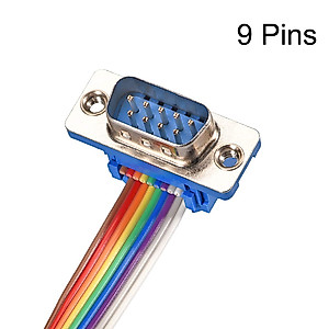 uxcell IDC Rainbow Wire Flat Ribbon Cable DB9 Male to DB9 Female Connector 2.54mm Pitch 19.7inch Length