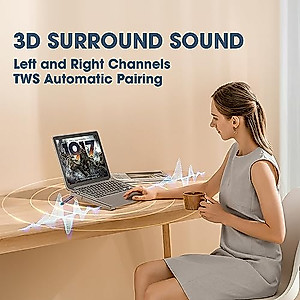 DUVOSS Bluetooth Speaker, Portable Laptop Stand with Wireless Speakers, True 3D Stereo Sound for Home Office, Foldable Laptop Speakers, Unique Ideal Gifts for Men Women