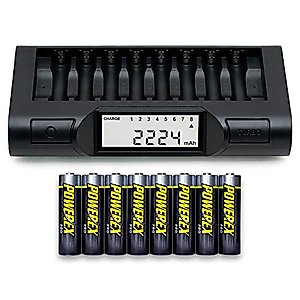 Powerex MH-C980 8-Cell Charger Analyzer with 8 Pro AA 2700mAh Batteries