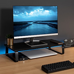 VIVO Monitor and Laptop Stand, 24 inch Desktop Riser, Black, STAND-V000D