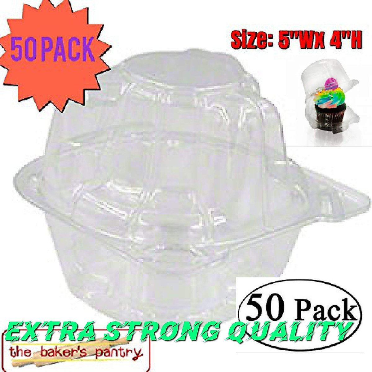 50 jumbo individual cupcake containers large Strong Quality Clear individual Cupcake and Muffin Containers plastic disposable single Compartment cupcake containers individual jumbo cupcake containers)