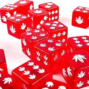 30 Pieces Dices Set Leaves Dice 6 Sided Game Dices Translucent Colors Square Corner Dice(0.77 Inch/2cm),Red