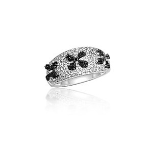 Vogati 0.02 Cts Black Diamond Ring in Silver with Black Rhodium - Valentine's Day Sale