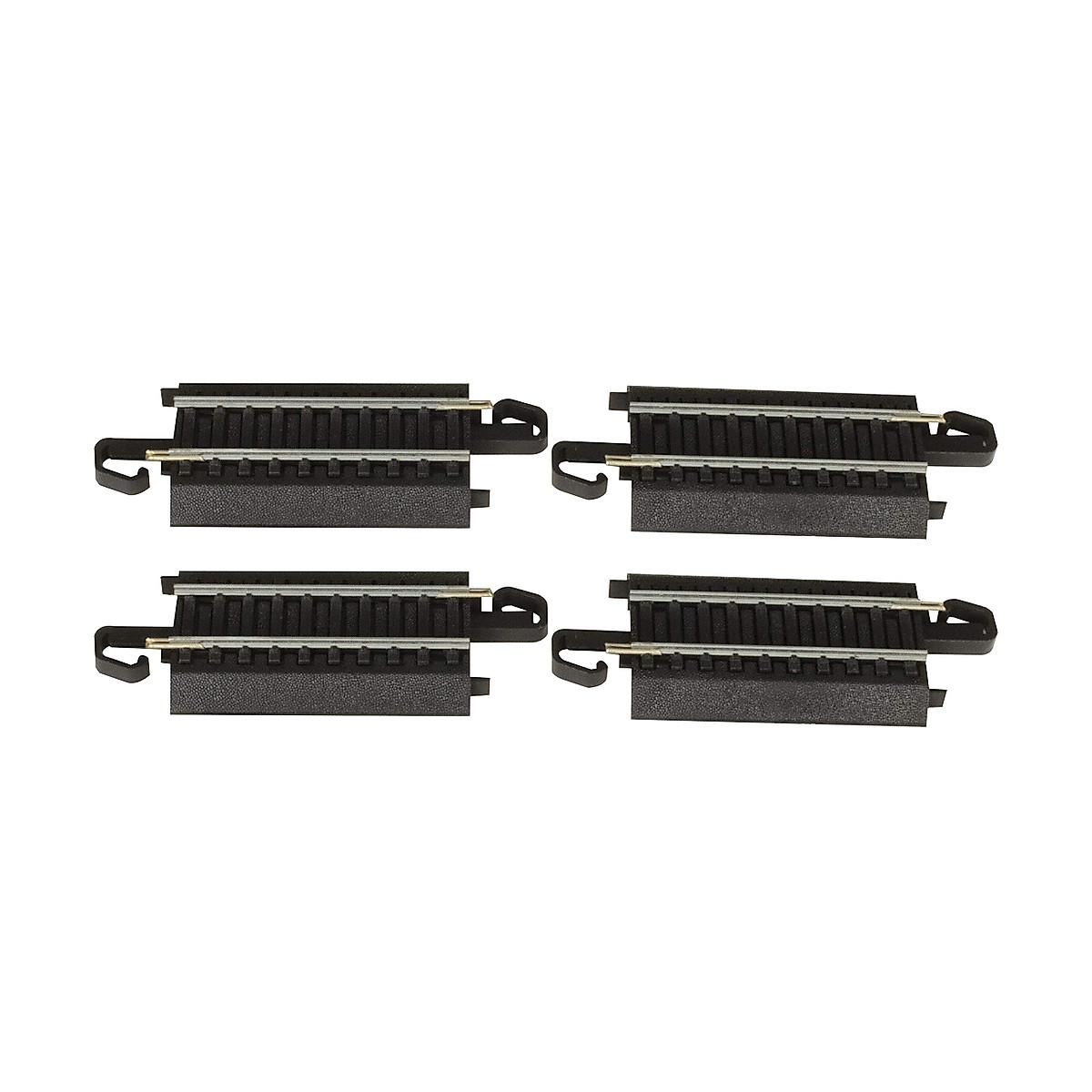 Bachmann Trains - Snap-Fit E-Z TRACK 3” STRAIGHT TRACK (4/card) - STEEL ALLOY Rail With Black Roadbed - HO Scale