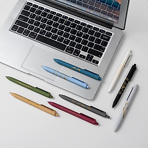 MiSiBao 0.7mm Black Ink Gel Pens Refillable & Retractable Gel Ink Rolling Ball Pens Gilding Process Pattern Smooth Writing Gel Pen (9-pack)