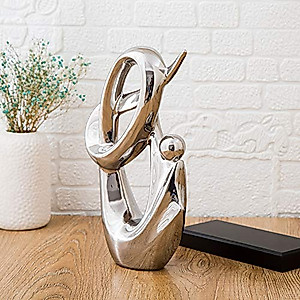 Anding Home Decoration,Silver Ceramic Porcelain Sculpture,Ceramic Creative Decoration, Office Countertop Decoration, Gift