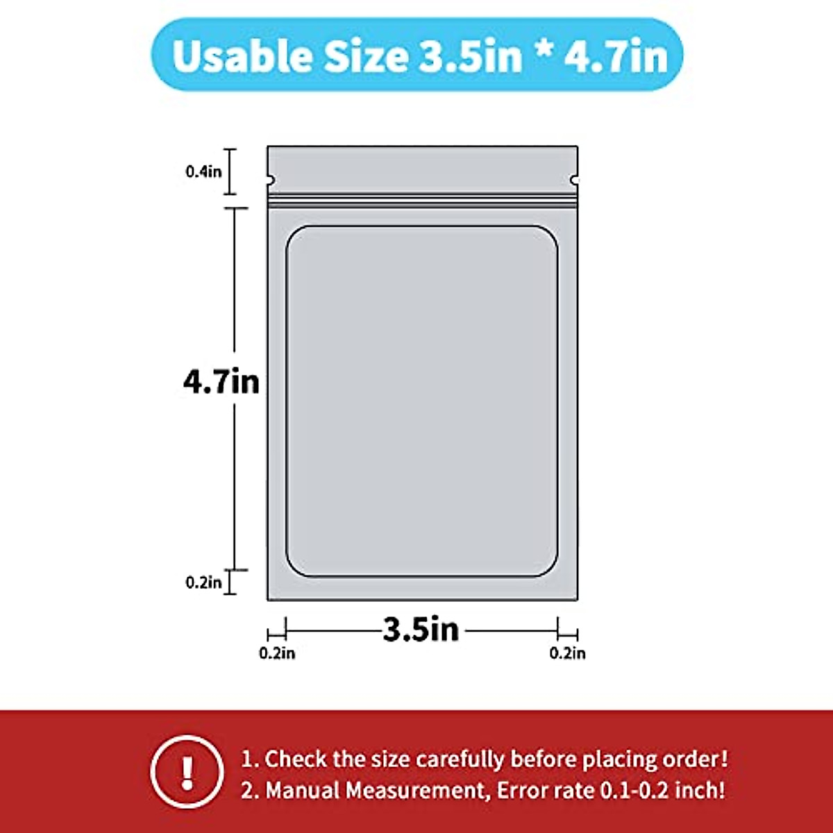 100 pack mylar bags holographic smell proof packaging bag for small bussiness resealable zipper sealable pouch bags sample, jewelry, lipgloss, food,soap,electronic supplies（3.5×4.7 inch,black）