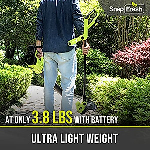Cordless String Trimmer - SnapFresh Battery Operated LawnTrimmer, 20V Line String Trimmer with Battery & Charger for Adjustable Angle Cutting, Lightweight String Trimmer / Edger in Garden & Outdoor