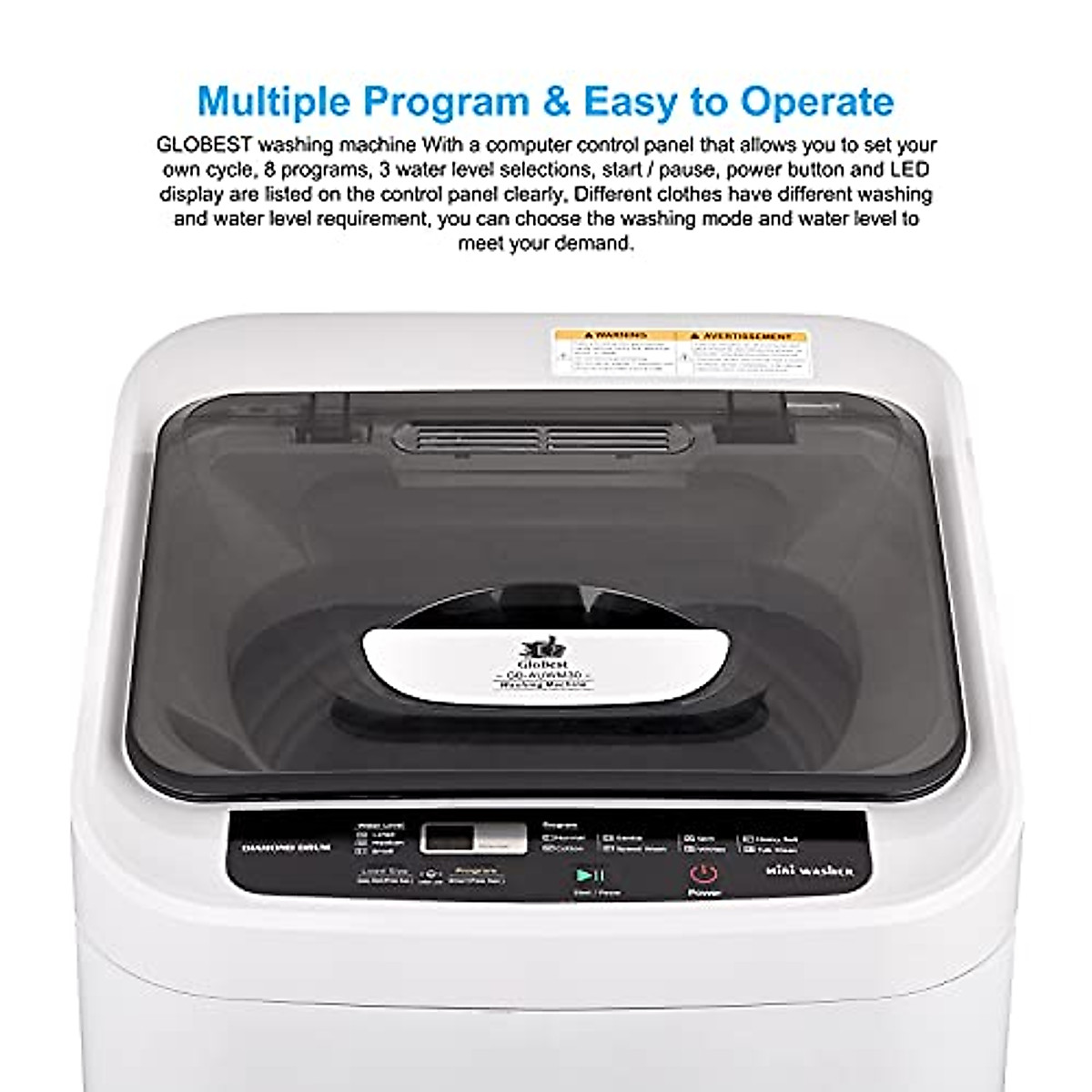 Portable Washing Machine, Full-Automatic Washer Compact Laundry Machine and Dryer Combo, Built-in Pump Drain, 6.6lbs Capacity, LED Display, ideal Laundry for Dorm, Apartment, RV