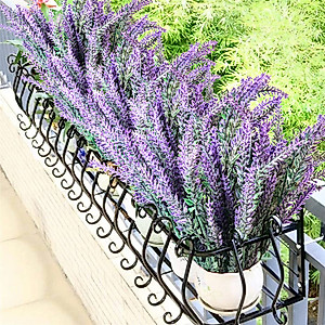 LZXD 12 Bundles Artificial Lavender Flowers,Flocked Plastic Lavender Bundle,Fake Grasses Plants for Indoor Outdoor Home Kitchen Office Table Decoration Garden Porch Window Box Decorating