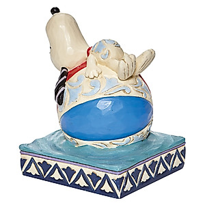Enesco Peanuts by Jim Shore Snoopy Lounging on a Beach Ball Figurine, 4.625 Inch, Multicolor
