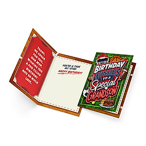 Prime Greetings Grandson Birthday Card, Made in America, Eco-Friendly, Thick Card Stock with Premium Envelope 5in x 7.75in, Packaged in Protective Mailer