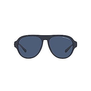 A|X ARMANI EXCHANGE Men's AX4126SU Universal Fit Aviator Sunglasses, Matte Blue/Dark Blue, 58 mm