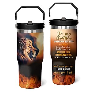 Wuepncah 30 Oz Borther Tumbler with Handle and Straw, To My Brother Coffee Cups Gift Fathers Day, Stainless Steel Brothers Cups Birthday Gift Ideas for Adult Brothers