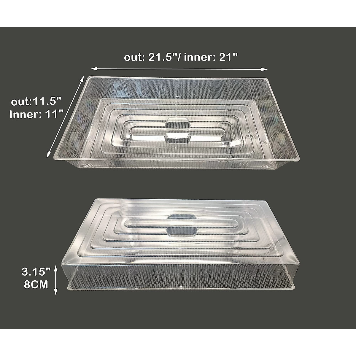 RooTrimmer Humidity Dome, Plastic Clear Seed Starter Dome 1020 Tray Covers Humidifying and Insulating for Greenhouse Germination and Garden Growing (21.5"×11.5", 3.15" Height, 10-Pack)