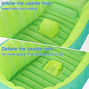 Boysea Inflatable Baby Bathtub with Air Pump, Bathtub Seat with Anti-Sliding Saddle Horn for Newborn to Toddler, Portable Travel Shower Basin with Back Support, Deflates and Folds Easily