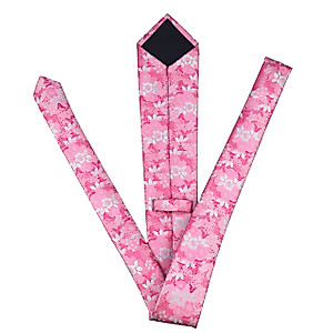 Elfeves Men's Women Boys Pink White Small Designer Jacquard Silk Tie Formal Self Necktie