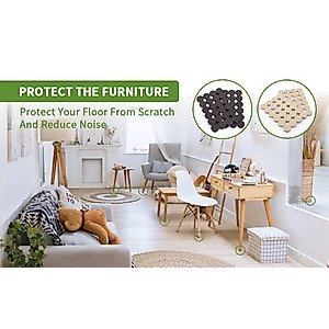 Felt Furniture Pads for Hardwood Floors 48 PCS, Furniture Pads, Floor Protectors for Hardwood Floors, Felt Pads for Furniture, Round, Dark Brown