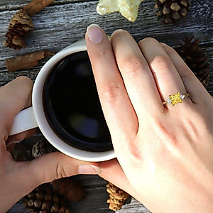 Clara Pucci 2.3ct Princess Trillion cut 3 stone Solitaire Citrine Designer Wedding Bridal art deco Anniversary Ring 14k Yellow Gold 7.75