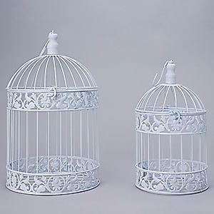 Metal Bird Cage - Decorative Bird Cage Centerpiece - Vintage Wedding Décor - Set of 2, White