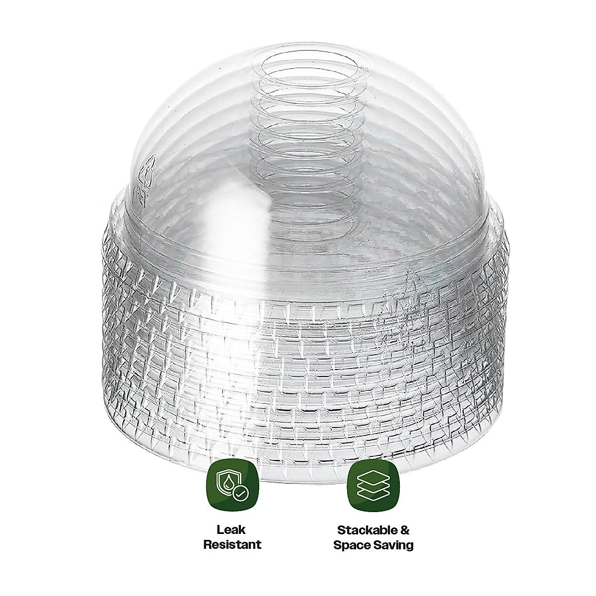 CIAO! PET Dome Lid with Straw Hole, Designed and Fit for 9OZ/12OZ CIAO! Brand PET Cold Drink Cups Only, 92mm (Case of 1,000)