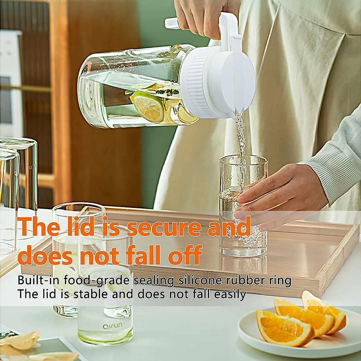 2 Pack Wide Mouth Mason Jar Flip Cap Lid with Handle, Innovative Sliding Lid & Easy Pour Spout Wide Mouth Mason Jar Pour Spout Lids with Handle, Airtight & Leak-Proof Seal Spout Mason Jar Pitcher