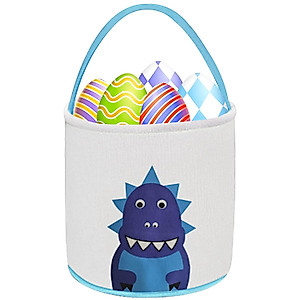Leesgel Easter Baskets, Dinosaur Easter Basket for Kids, Easter Egg Hunt Basket with Handle Easter Buckets Easter Party Supplies Gifts Bags Toys Storage Bags