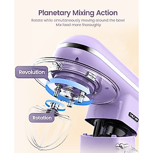 CHeflee Stand Mixer, 6 Quart, 600W 6+P Speed Household Electric Food Mixer with 6 Accessories for Dough, Cream, Cake, Kitchen Electric Mixer, Lavender